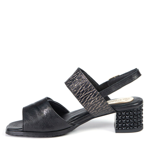 CELINE sandale chic à talon noir métallique 4 cm – Glamille